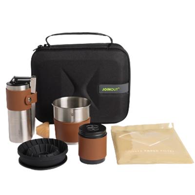 Chine Set de café portable extérieur avec broyeur de haricots à manivelle et combinaison de tasse à filtre à vendre