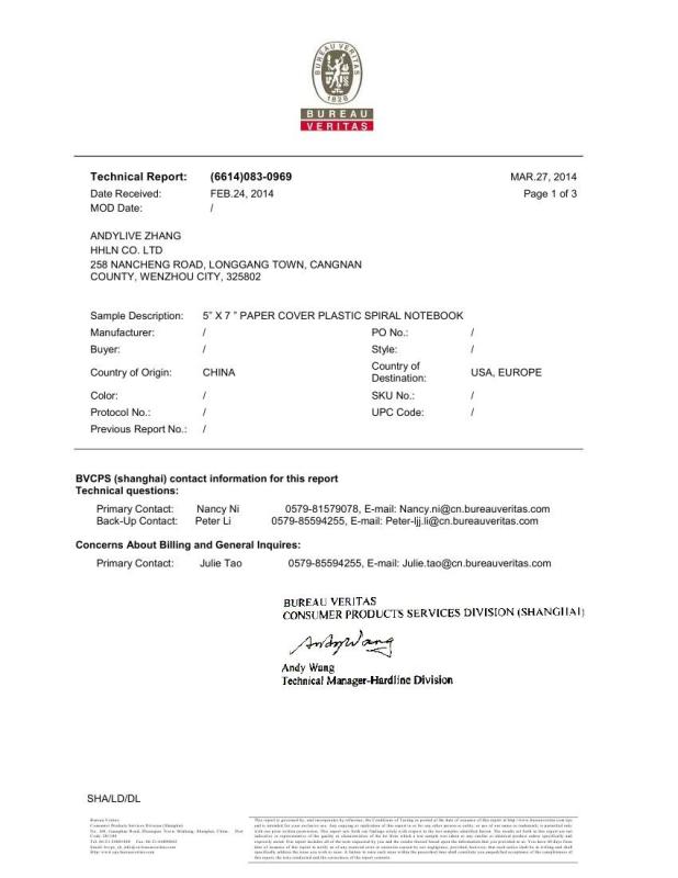  - HHLN Co. Ltd.