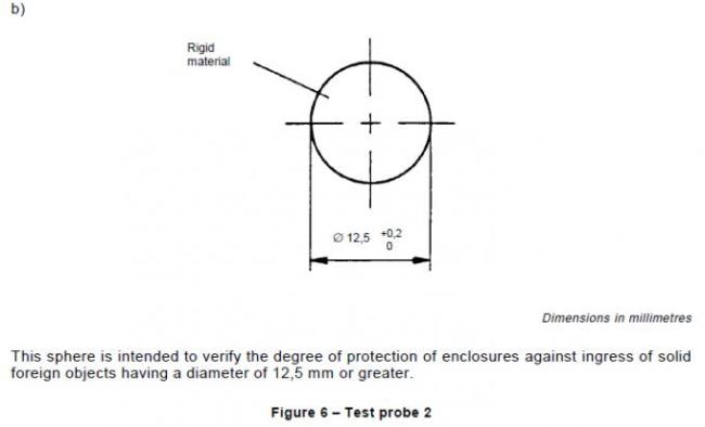 12.5 mm Test Sphere Probe 2 With Handle , IEC61032 Figure 6 Probe 2 Test Probe 1