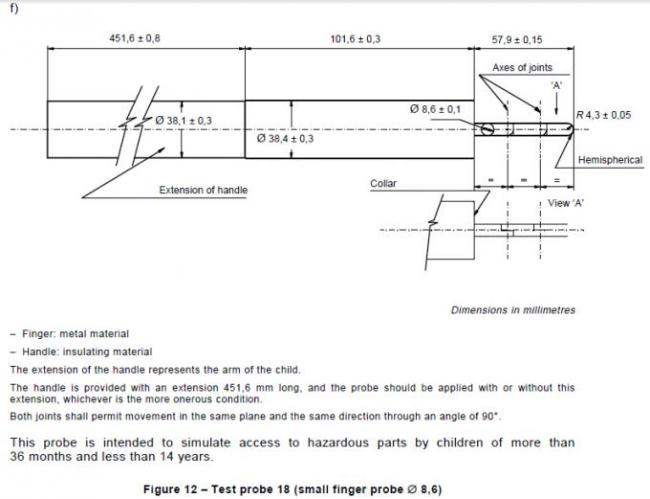 Children Test Finger Probe 18 and 19 , IEC61032 Jointed Children Test Finger 0