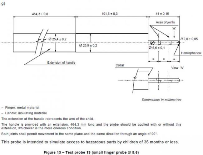 Children Test Finger Probe 18 and 19 , IEC61032 Jointed Children Test Finger 1