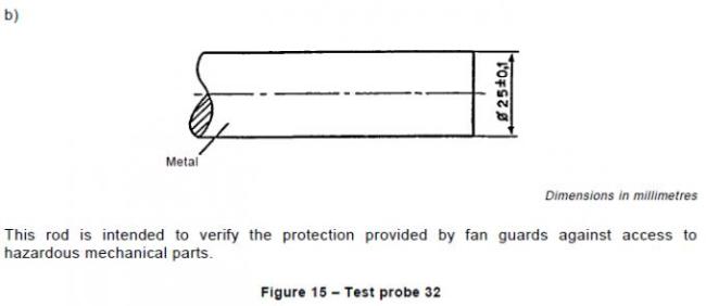 La prueba Rod IEC61032 de la punta de prueba del finger de la prueba de la protección del recinto figura 15 0