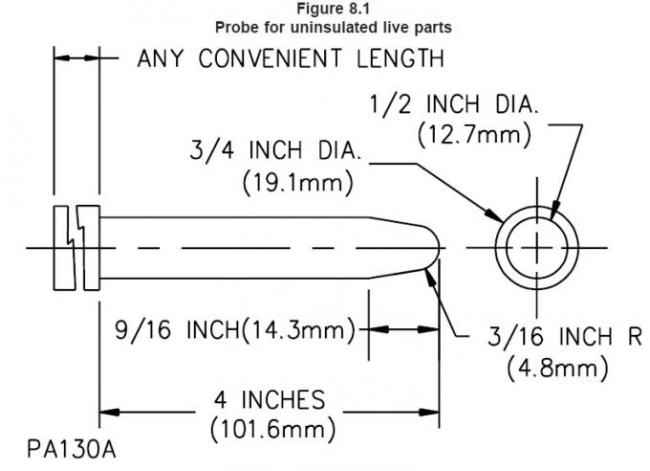 L'UL UL507-2006 ha articolato la sonda del dito per Live Parts non isolato 0