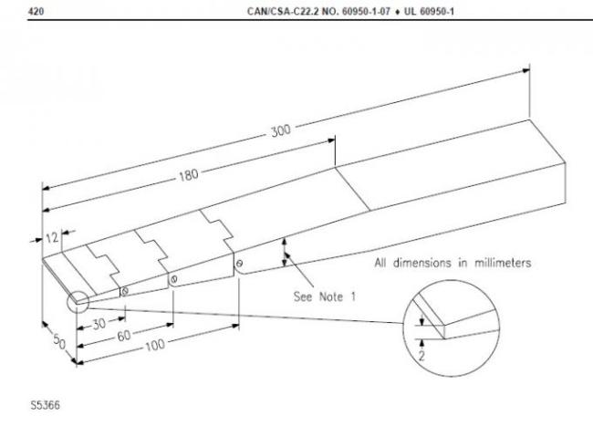 Wedge Test Finger Probe for Testing Document Shredders IEC 60950-1 0