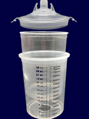 China PP Spray gun clip style 800ml paint mixing cup/water based paint spray gun mixing cup for sale