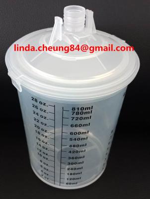 China PP material clear color professinal spray gun paint mixing cup/outer cup,inner cup,lid set for sale