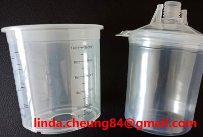 China good quality PP material clear color  spray gun paint mixing cup 300ml clip mixing cup full set for sale
