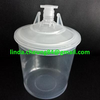 China transparent PP spray gun paint mixing cup soft PE  material 600ml inner cup/cup lid/stoppers for sale