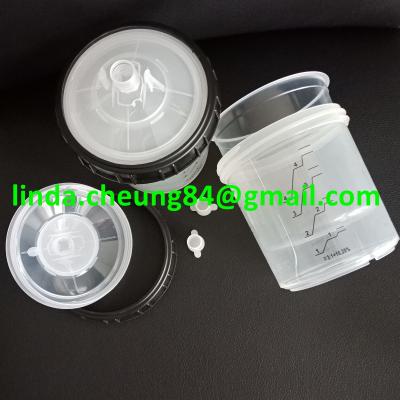 China transparent PP spray gun paint mixing cup soft PE  material 10oz cup lid/stoppers for sale