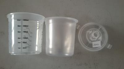 China PP maetial high quality  clear color paint spray gun mixing cup 300ml 125micron set for sale