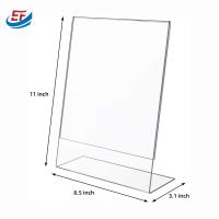 China Desktop L Shape Slant Transparent Clear Acrylic A4 Menu Holder for sale