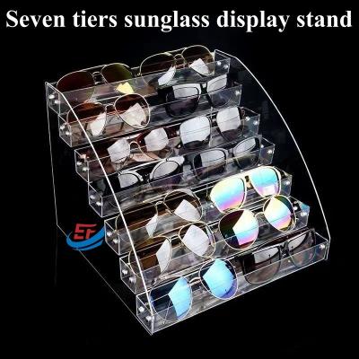 China Transparent countertop seven tiers acrylic sunglass display stand for sale