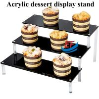 China Trapezoidal Layered Acrylic Dessert Display Stand For Bakery Store for sale