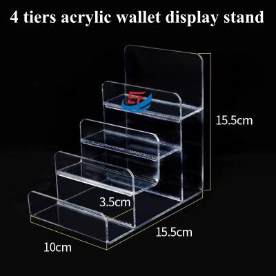 China Multi-functional Countertop Transparent 4 Tier Acrylic Wallet Display Stand for sale
