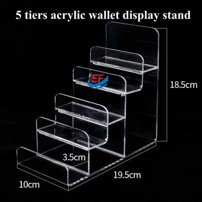 China Handbag Display Stand 5 Tiers Clear Acrylic Purse Display Riser  For Bag Shop for sale