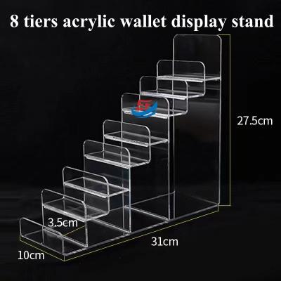 China Plexiglass Purse Holder Multi-functional 8-tiers Acrylic Handbag Display Stand for sale