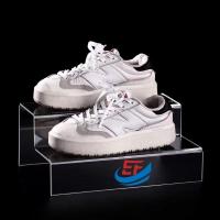 China Two Tier Desktop High Transparency Clear Acrylic Shoe Display Rack for sale
