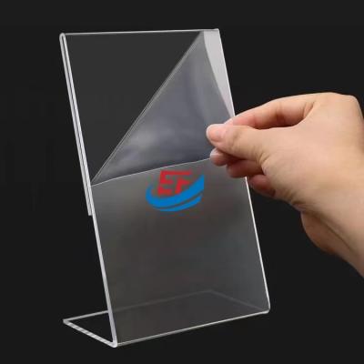 China L Shape Slant Vertical Menu Holder Table Top  Acrylic Sign Holder For Restaurant for sale