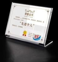 China Tabletop Menu Display Tent  Crystal L Shape Clear Acrylic Card Holder for sale