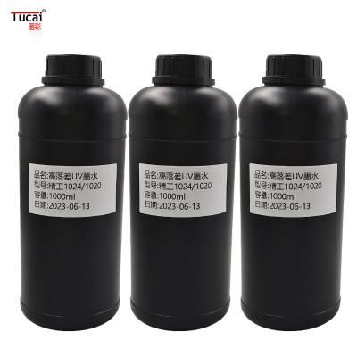 Cina 5 colori ad alta adesione, basso odore, alta caduta di inchiostro UV per Seiko 1024/1020 per pelle plastica acrilico metallo in vendita