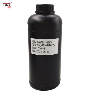 China Hoogwaardige en goede prijs 5 kleuren Hoogdruppel UV-inkt voor Ricoh G5i/GH2220 voor kunststof leer acryl metaal Te koop