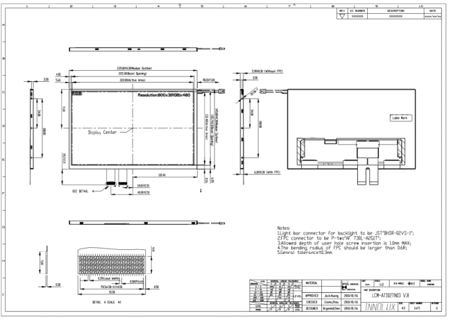 HC101IPA0025-A16 10.1 Inch TFT LCD panel with 40pin LVDS Interface for Temperature Sensitive Equipment 1