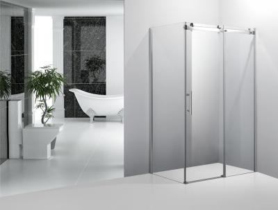 China Frameless Square Bathroom Shower Enclosures With Sliding Doors Stainless Steel Wheels for sale