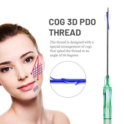 中国 カニューレが付いている顔3dコグの糸l鈍いpdo vライン表面持ち上がる糸を持ち上げる良質のhilo de 販売のため