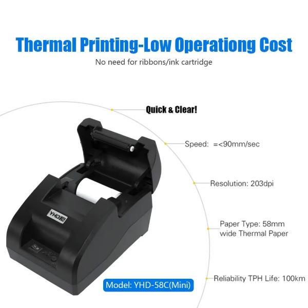 Quality Fast Clear Thermal Ticket Printer 58mm Wireless Receipt Printer For Supermarkets for sale
