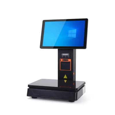 China Supermarket Cash Register Machine All In One POS With 15kg Weighing Scale for sale