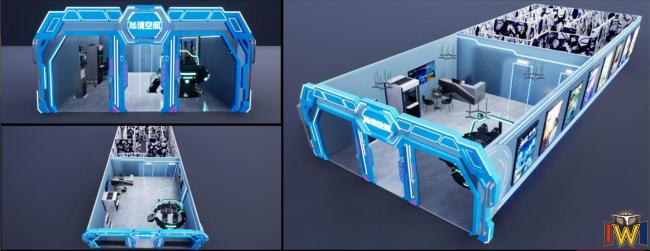 Players interacting with XR Space Game equipment