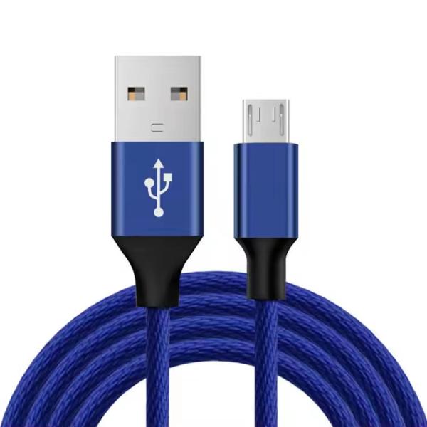 Quality Blue Woven Nylon USB A To USB Micro B Cable Mobile Phone Charging Custom Length for sale