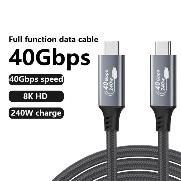 1m câble USB4 de type C 40Gbps Vitesse 8K 60Hz Sortie vidéo 240W PD Chargement Thunderbolt 4/3 Compatible