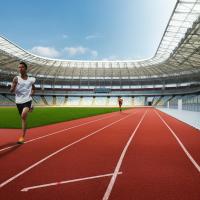 China UV Resistant Polyurethane Semi Prefabricated Running Track Surface For Stadiums for sale