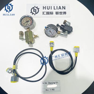 China Kit de carga de gas de nitrógeno OKADA OUB304 OUB305 OUB305A TOP250 TOP205 TOP210 Con cabeza cruzada y cabeza de placa para martillo de rotor hidráulico en venta