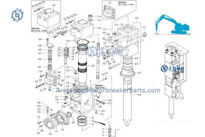 China Furukawa Hydraulic Breaker Parts HB15G HB20G HB30G Hammer Percussion Piston Cylinder for sale