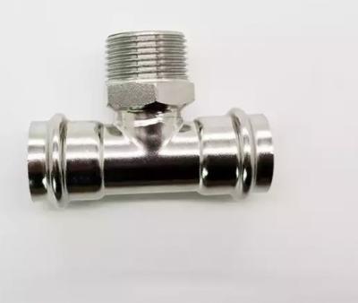 Cina Dvgw V Profile 304 Stainless Steel Press Fittings Male Threaded Tee in vendita