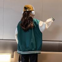 China Spring Autumn Girls Printed Patchwork Baseball Jacket Windproof for sale