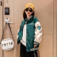 China Spring Autumn Girls Printed Patchwork Baseball Jacket Windproof for sale