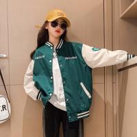 China Spring Autumn Girls Printed Patchwork Baseball Jacket Windproof for sale