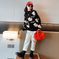 China Little Bear Pattern Childrens Winter Clothes Thickened Knitted Sweater Set for sale