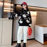 China Little Bear Pattern Childrens Winter Clothes Thickened Knitted Sweater Set for sale