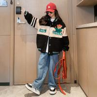 China Thickened Bear Embroidered Baseball Lambswool Jacket for sale