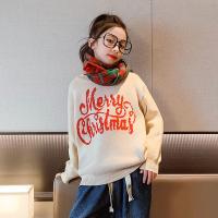 China Black White Christmas Knitted Sweater Set Round Neck Creative Pattern for sale