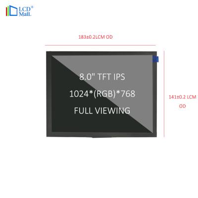 Cina Mini Tablet Screen Modulo LCD TFT da 8 pollici con risoluzione 1024*768 e luminosità 680nits in vendita