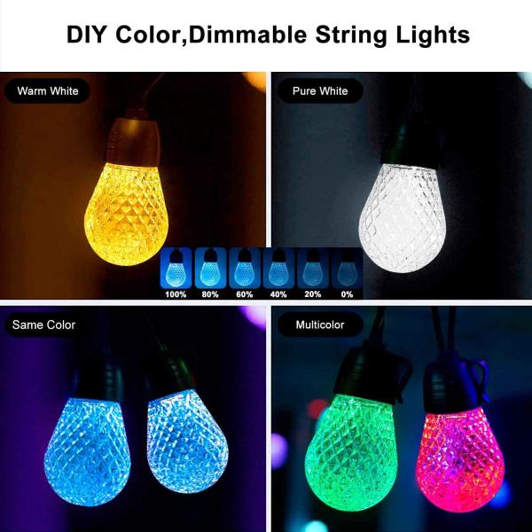 Boda al aire libre RGB String Light 49FT Control remoto a prueba de agua