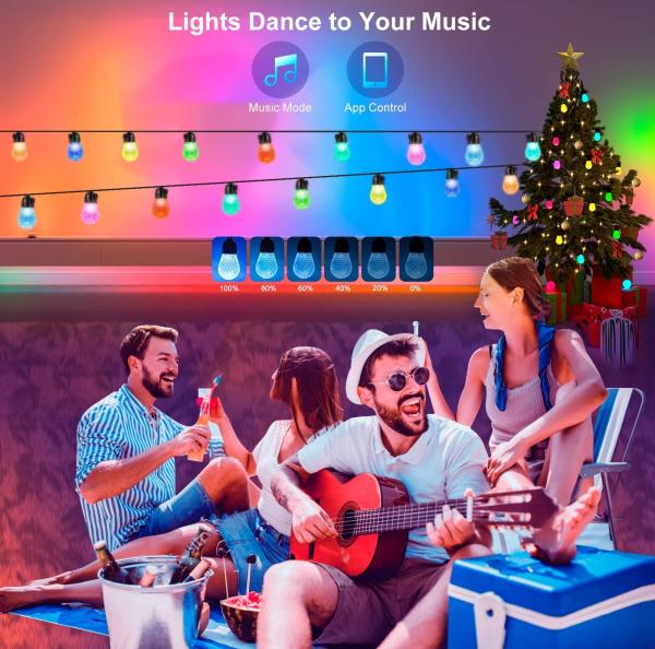 Boda al aire libre RGB String Light 49FT Control remoto a prueba de agua