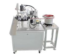 China Desktop turntable spout bag filling and capping machine for sale
