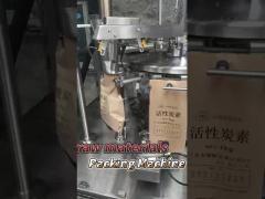 Macchina di imballaggio in polvere di carbonio attivo Borsa pre-fatta Borsa auto-portante Borsa aperta ZipperRimozione automatica della polvere