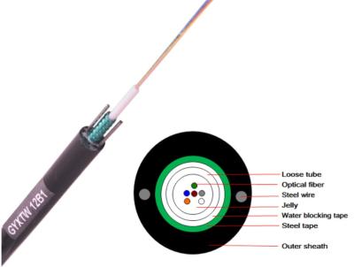 China Gepantserde Directe de Begrafenis Multimode Vezel Optische Openluchtgyxtw 12 Kernen G652D van de Staalriem Te koop